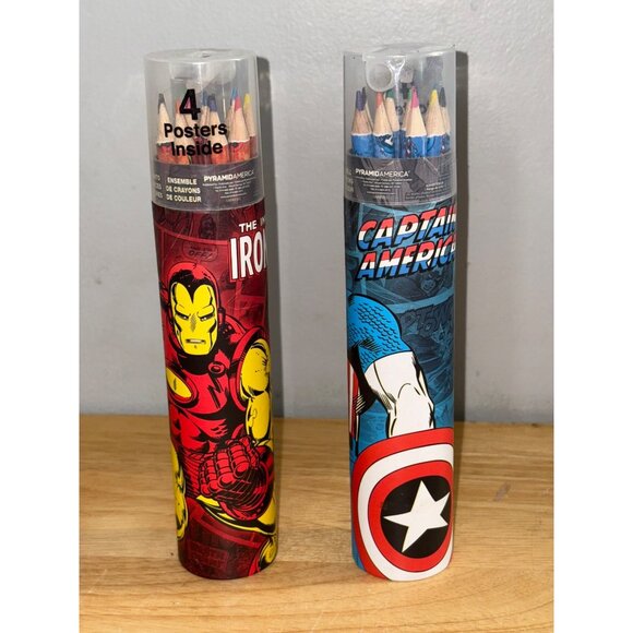 Marvel | Other | Marvel Iron Man Captain America Pencil Set 2 Colored ...